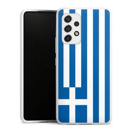 DeinDesign Galaxy A53 5G Handy Silikon H&uuml;lle Case wei&szlig; Handyh&uuml;lle Flag Greece Silikon Case