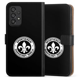 DeinDesign Galaxy A33 5G Handy Klapph&uuml;lle Handyh&uuml;lle aus Kunst Leder schwarz Flip Case Logo Sv Darmstadt 98 Official Licensed Product Sideflip mit langer Lasche