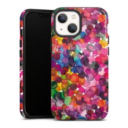 DeinDesign iPhone 13 Mini Handy Panzer Handyh&uuml;lle robuste Outdoor H&uuml;lle Schutzh&uuml;lle gl&auml;nzend Water Colour Colourful Points Tough Case