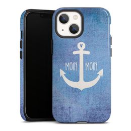 DeinDesign iPhone 13 Mini Handy Panzer Handyh&uuml;lle robuste Outdoor H&uuml;lle Schutzh&uuml;lle gl&auml;nzend Anchor Maritim Blue Tough Case