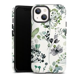 DeinDesign iPhone 13 Mini Handy Panzer Handyh&uuml;lle robuste Outdoor H&uuml;lle Schutzh&uuml;lle gl&auml;nzend Flowers Water Colour Eukalyptus Tough Case