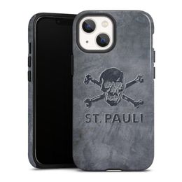 DeinDesign iPhone 13 Mini Handy Panzer Handyh&uuml;lle robuste Outdoor H&uuml;lle Schutzh&uuml;lle gl&auml;nzend Logo Fc St. Pauli Concrete Tough Case