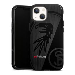 DeinDesign iPhone 13 Mini Handy Panzer Handyh&uuml;lle robuste Outdoor H&uuml;lle Schutzh&uuml;lle gl&auml;nzend Sc Freiburg Metallic Look Official Licensed Product Tough Case