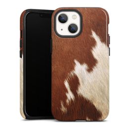 DeinDesign iPhone 13 Mini Handy Panzer Handyh&uuml;lle robuste Outdoor H&uuml;lle Schutzh&uuml;lle gl&auml;nzend Fur Cow Animal Look Tough Case