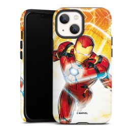 DeinDesign iPhone 13 Mini Handy Panzer Handyh&uuml;lle robuste Outdoor H&uuml;lle Schutzh&uuml;lle gl&auml;nzend Marvel Iron Man Fire Tough Case