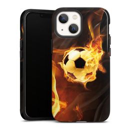 DeinDesign iPhone 13 Mini Handy Panzer Handyh&uuml;lle robuste Outdoor H&uuml;lle Schutzh&uuml;lle gl&auml;nzend Soccer Ball Fire Tough Case