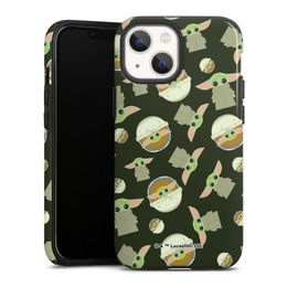 DeinDesign iPhone 13 Mini Handy Panzer Handyh&uuml;lle robuste Outdoor H&uuml;lle Schutzh&uuml;lle gl&auml;nzend Official Licensed Product Star Wars Muster Baby Yoda Tough Case
