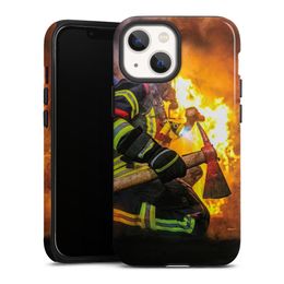 DeinDesign iPhone 13 Mini Handy Panzer Handyh&uuml;lle robuste Outdoor H&uuml;lle Schutzh&uuml;lle gl&auml;nzend Life Saver Fire Fighters Fire Tough Case