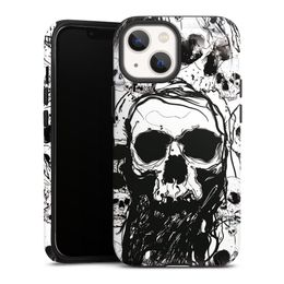DeinDesign iPhone 13 Mini Handy Panzer Handyh&uuml;lle robuste Outdoor H&uuml;lle Schutzh&uuml;lle gl&auml;nzend Totenkopf Skulls Halloween Tough Case