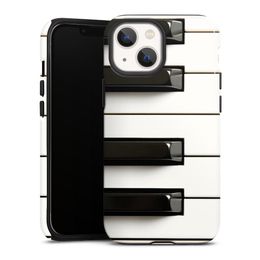 DeinDesign iPhone 13 Mini Handy Panzer Handyh&uuml;lle robuste Outdoor H&uuml;lle Schutzh&uuml;lle gl&auml;nzend Klavier Music Piano Tough Case