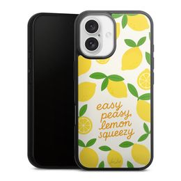 DeinDesign iPhone 16 Handy Gallery Case Handyh&uuml;lle 9H Geh&auml;rtetes Glas R&uuml;ckseite H&uuml;lle Spruch Statement Lemon Gallery Case