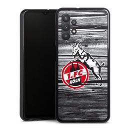 DeinDesign Galaxy A32 5G Handy Silikon H&uuml;lle Case schwarz Handyh&uuml;lle 1. Fc K&ouml;ln Official Licensed Product Wooden Look