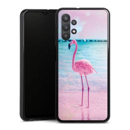 DeinDesign Galaxy A32 5G Handy Silikon H&uuml;lle Case schwarz Handyh&uuml;lle Tropical Flamingo Beach