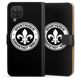 DeinDesign Galaxy A12 Handy Klapph&uuml;lle Handyh&uuml;lle aus Kunst Leder schwarz Flip Case Logo Sv Darmstadt 98 Official Licensed Product Sideflip mit langer Lasche