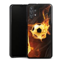DeinDesign Galaxy A32 5G Handy Silikon H&uuml;lle Case schwarz Handyh&uuml;lle Ball Fire Soccer