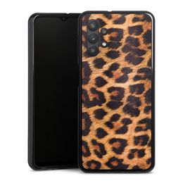 DeinDesign Galaxy A32 5G Handy Silikon H&uuml;lle Case schwarz Handyh&uuml;lle Animal Print Leopard Fur