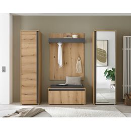 Garderoben-Set Home Affaire, B:210cm H:200cm T:40cmeiche evoke, Holzwerkstoff, Flur, Kastenm&ouml;bel-Sets, "GIRON/CiTY, moderne Garderobe, Komplettset