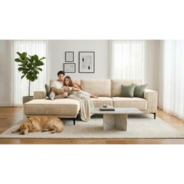 Ecksofa OTTO HOME, B:280cm H:85cm T:152cmcream, 100% Polyester, Wohnzimmer, Sofas, "OLAND Chenille L-Form, B: 280 cm, Skandi-Design", L-Form, 280 cm,