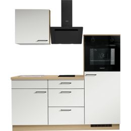 K&uuml;chenzeile KOCHSTATION, B:180cm H:207cm T:60cm, wei&szlig;, Komplettk&uuml;chen-Sets, "KS-Solmera", Breite 180cm, vormontiert, wahlweise mit E-Ger&auml;ten