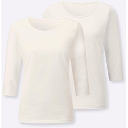 Casual Looks Damen 3/4-Arm-Shirt "2er-Pack Shirts"ecru, ecru, Gr. 36, unifarben, 100% Baumwolle, Shirts