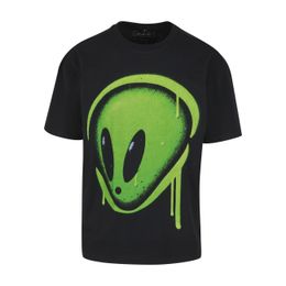 MisterTee Herren T-Shirt "MisterTee Dripping Alien Head Oversize Tee", gr&uuml;n, Gr. XS, bedruckt, 100% Baumwolle, Shirts