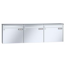 Renz Basic B Briefkastenanlage Aufputz in V4A Edelstahl 3-fach mit 2ten Namensschild