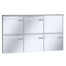 Renz Basic B Briefkastenanlage Aufputz in V4A Edelstahl 5-fach mit 2ten Namensschild