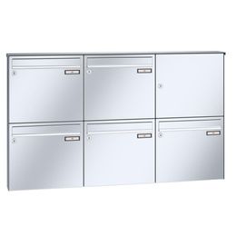 Renz Basic B Briefkastenanlage Aufputz in V4A Edelstahl 5-fach mit 2ten Namensschild