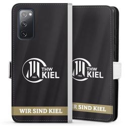 DeinDesign Galaxy S20 FE 5G Handy Klapph&uuml;lle Handyh&uuml;lle aus Kunst Leder wei&szlig; Flip Case Thw Kiel Merchandise Handball Sideflip mit Lasche