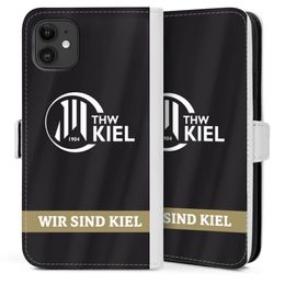 DeinDesign iPhone 11 Handy Klapph&uuml;lle Handyh&uuml;lle aus Kunst Leder wei&szlig; Flip Case Thw Kiel Handball Merchandise Sideflip mit Lasche