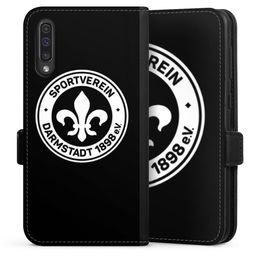 DeinDesign Galaxy A50 Handy Klapph&uuml;lle Handyh&uuml;lle aus Kunst Leder schwarz Flip Case Sv Darmstadt 98 Official Licensed Product Logo Sideflip mit Lasche