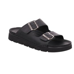 Rohde Herren Pantolette "SanMarino", Gr. 41, schwarz, Leder, unifarben, Schuhe, Sommerschuh, Hausschuh, Strandschuh mit Softfu&szlig;bett
