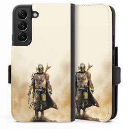 DeinDesign Galaxy S22 Handy Klapph&uuml;lle Handyh&uuml;lle aus Kunst Leder schwarz Flip Case Official Licensed Product The Mandalorian Star Wars Sideflip mit langer 