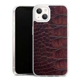DeinDesign iPhone 13 Handy Silikon H&uuml;lle Case transparent Handyh&uuml;lle Leather Crocodile Animal Print Silikon Case