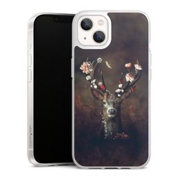 DeinDesign iPhone 13 Handy Silikon H&uuml;lle Case transparent Handyh&uuml;lle Reindeer Flowers Rehe Silikon Case