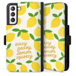 DeinDesign Galaxy S21 FE 5G Handy Klapph&uuml;lle Handyh&uuml;lle aus Kunst Leder schwarz Flip Case Spruch Statement Lemon Sideflip mit Lasche