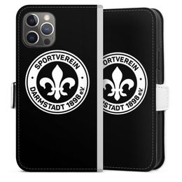 DeinDesign iPhone 12 Pro Handy Klapph&uuml;lle Handyh&uuml;lle aus Kunst Leder wei&szlig; Flip Case Sv Darmstadt 98 Official Licensed Product Logo Sideflip mit Lasche