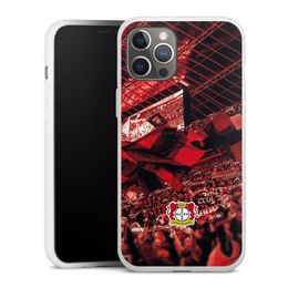 DeinDesign iPhone 12 Pro Max Handy Silikon H&uuml;lle Case wei&szlig; Handyh&uuml;lle Merchandise Bayer 04 Leverkusen Official Licensed Product Silikon Case