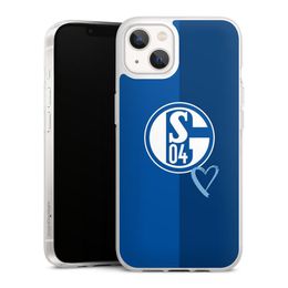 DeinDesign iPhone 13 Handy Silikon H&uuml;lle Case transparent Handyh&uuml;lle Heart Schalke 04 Fc Schalke 04 Silikon Case