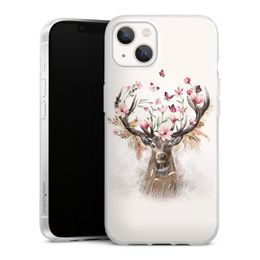 DeinDesign iPhone 13 Handy Silikon H&uuml;lle Case transparent Handyh&uuml;lle Deer Flowers Animals Silikon Case