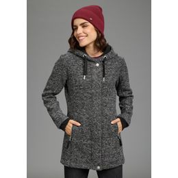Kangaroos Damen Strickfleecejackegrau melange, Gr. 40, kontrastfarbene Details, unifarben, unifarben mit Farbeins&auml;tzen, Fleece, Obermaterial: 100%