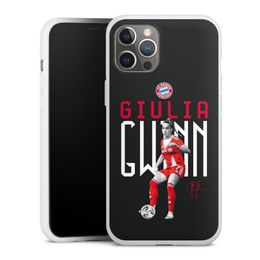 DeinDesign iPhone 12 Pro Max Handy Silikon H&uuml;lle Case wei&szlig; Handyh&uuml;lle Fc Bayern M&uuml;nchen Giulia Gwinn Official Licensed Product Silikon Case