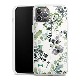 DeinDesign iPhone 12 Pro Max Handy Silikon H&uuml;lle Case wei&szlig; Handyh&uuml;lle Eukalyptus Water Colour Flowers Silikon Case