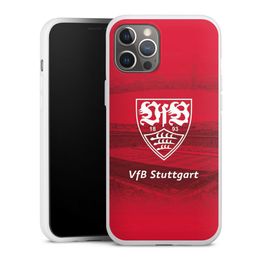 DeinDesign iPhone 12 Pro Max Handy Silikon H&uuml;lle Case wei&szlig; Handyh&uuml;lle Stadium Vfb Stuttgart Official Licensed Product Silikon Case