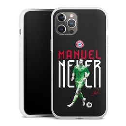 DeinDesign iPhone 12 Pro Max Handy Silikon H&uuml;lle Case wei&szlig; Handyh&uuml;lle Fc Bayern M&uuml;nchen Manuel Neuer Official Licensed Product Silikon Case