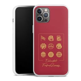 DeinDesign iPhone 12 Pro Max Handy Silikon H&uuml;lle Case wei&szlig; Handyh&uuml;lle Fc Bayern M&uuml;nchen Merchandise Fcb 125 Jahre Silikon Case