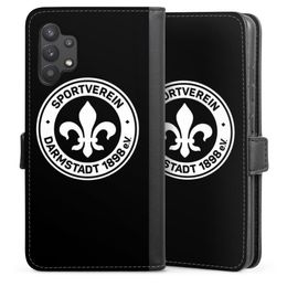 DeinDesign Galaxy A32 4G Handy Klapph&uuml;lle Handyh&uuml;lle aus Kunst Leder schwarz Flip Case Sv Darmstadt 98 Official Licensed Product Logo Sideflip mit Lasche