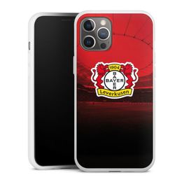 DeinDesign iPhone 12 Pro Max Handy Silikon H&uuml;lle Case wei&szlig; Handyh&uuml;lle Bayer 04 Leverkusen Official Licensed Product Stadium Silikon Case