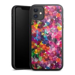 DeinDesign iPhone 11 Handy Gallery Case Handyh&uuml;lle 9H Geh&auml;rtetes Glas R&uuml;ckseite H&uuml;lle Water Colour Colourful Points Gallery Case