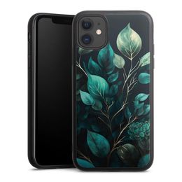 DeinDesign iPhone 11 Handy Gallery Case Handyh&uuml;lle 9H Geh&auml;rtetes Glas R&uuml;ckseite H&uuml;lle Leaves Black Eukalyptus Gallery Case
